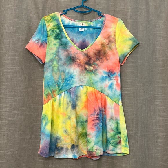 7th Ray | Tops | 7th Ray Tye Dyed Peplum Top | Poshmark